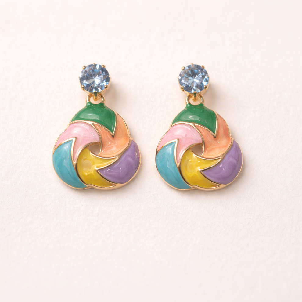 Multi-Color Overlap Stud Earrings – Kimti